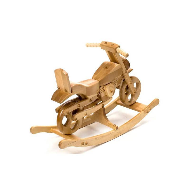 Chopper wooden rocking bike for active kids. Hand-crafted toy.