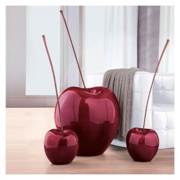 Poly resin cherry ornaments for home or garden - sweet display