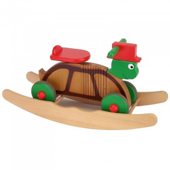 A 2-in-1 wooden rock and ride toy turtle - combi animal toy